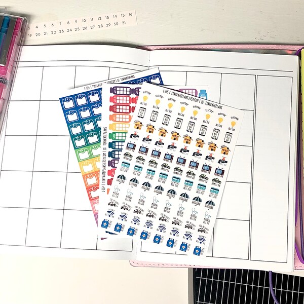 96 or 120 Tiny Payment Reminder Planner Stickers, Tiny Planner Stickers ...