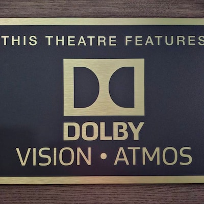 Dolby Atmos Home Theatre Signs Signage Cinema Decor Laser Router Gold ...