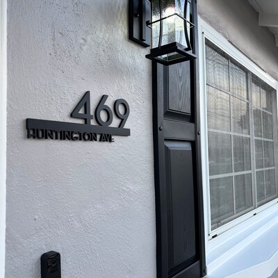 Modern House Numbers Black With Black Acrylic Contemporary Street ...