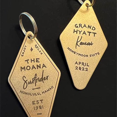 Personalized Vintage Hotel Keychain // Gold Key Ring // Personalised ...