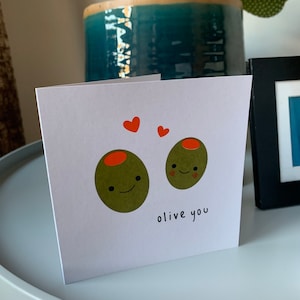 Olive You Card, Love Card, Anniversary Card, Funny Anniversary Card ...