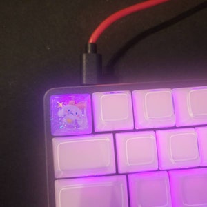 Pink Heart Pearl Keycap Resin DIY Black Golden Rose Translucent ...