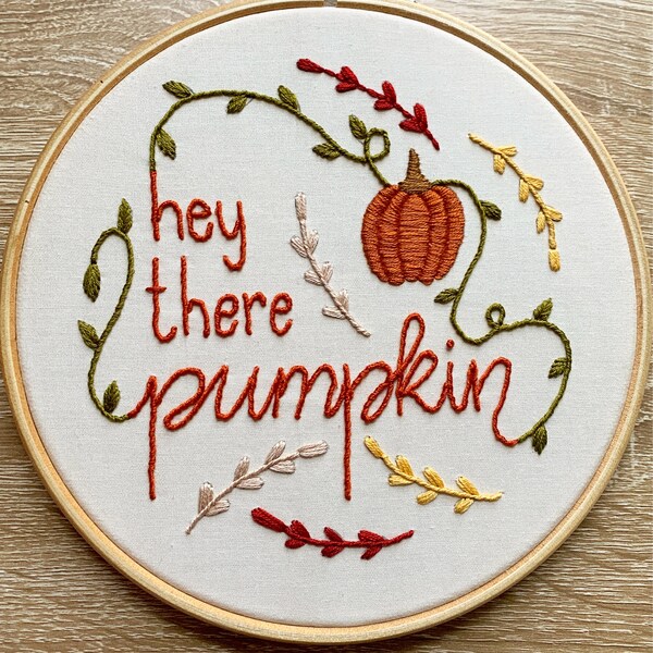 PDF Pattern, Hey There Pumpkin, Fall Embroidery, Embroidery Pattern ...