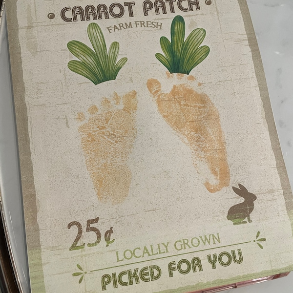 Farm Sign Carrot Patch Easter / Footprint Feet Art Craft / Kids Baby ...