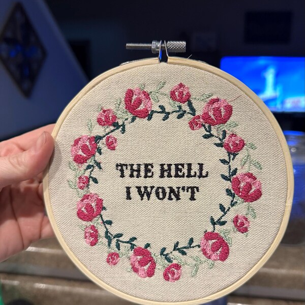 Le Crib Embroidery Hoop, Funny Embroidery Art, Finished Embroidery ...