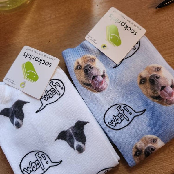 Custom Pet Photo Socks: Personalized Dog Face Gift, Cotton Blend - Etsy
