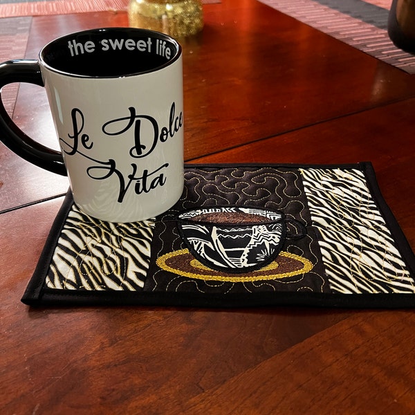 Coffee Heart COMPLETELY in the Hoop Mug Rug Design - 5x7 & 6x10 ...