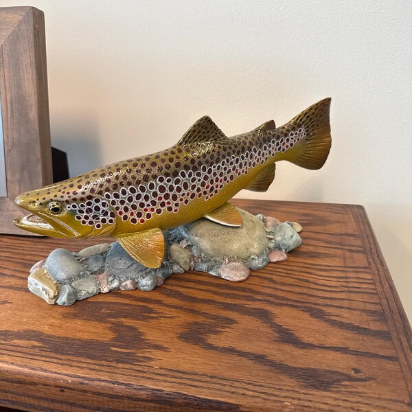 Brown Trout Sculpture Fishing Gift for Angler Fisherman Flyfishing ...