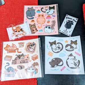 Sticker Sheet Liquid Cat Collage Vol.1 5.5x5.5 Inch Gift for Cat Lovers ...