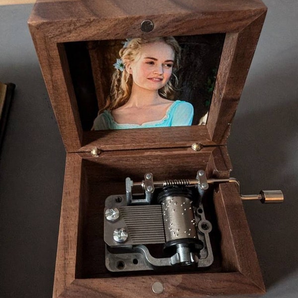 Personalized Music Box | Small Vintage Wooden Music Box | Walnut ...