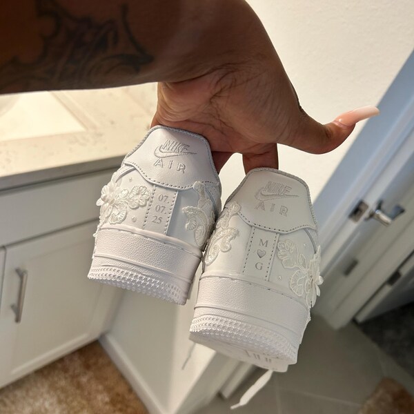 Bridal Air Force 1 Butterfly Floral Embroidered Sneakers • Bridal Shoes ...