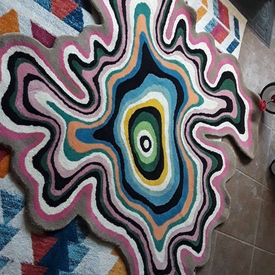 Irregular Rug / Modern Abstract Shaped Area Rug for Living Room / Hand ...