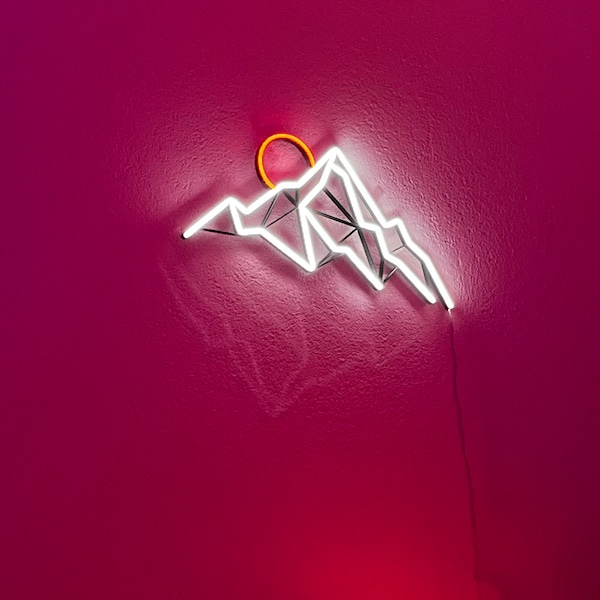 Mountain Neon Wall Art Landscape Neon Sign Neon Art, Mountain Art Light ...
