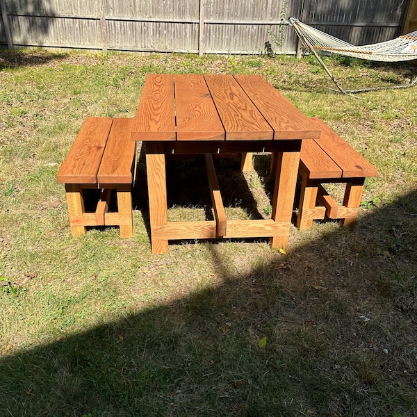 Amish Made Hardwood Outdoor Table: Solid Oak, Maple or Cherry - Etsy