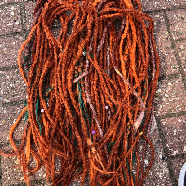 Ginger Viking Dreadlocks Crochet Full Set Decorate Locs With Jewels and ...