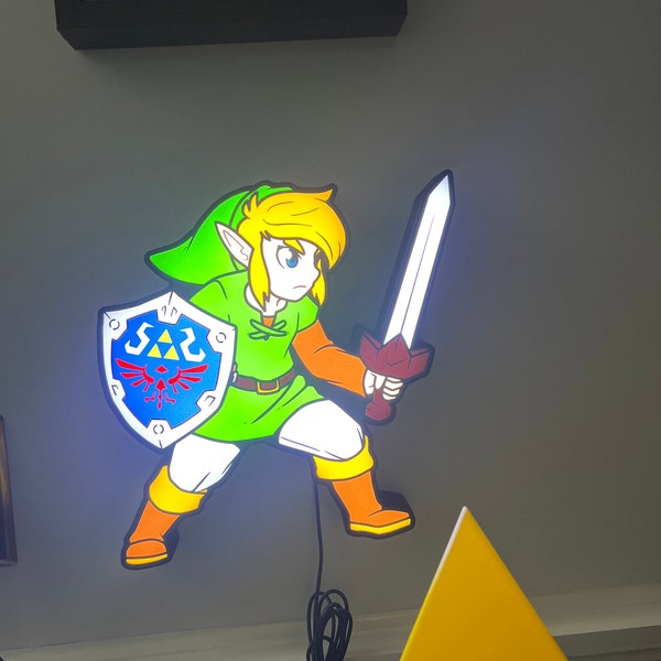 Zelda LED Lightbox: Link With Hylian Shield, Gaming Room Decor - Etsy