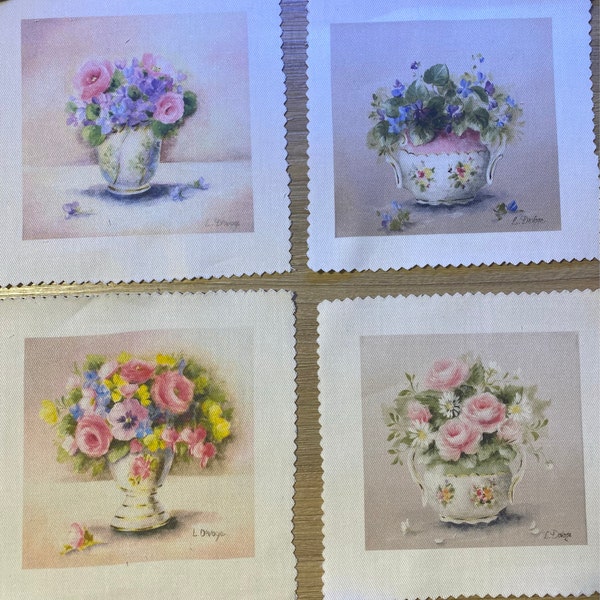 Cottage Chic French Floral Quilt Panel, Victorian Tea Time Fabric Panel ...