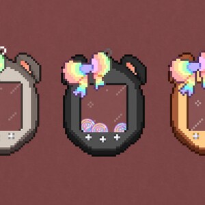 4 X Cute Pixel Animated Scenes Screens Neon Pink Lights Setup Cozy ...