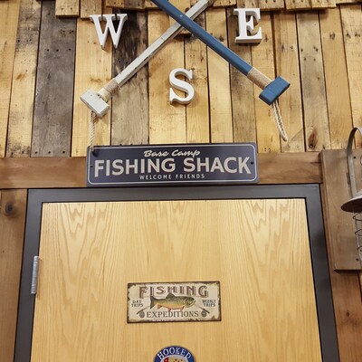 Fishing Shack Sign, Personalized Welcome Friends Fisherman Name Gift ...