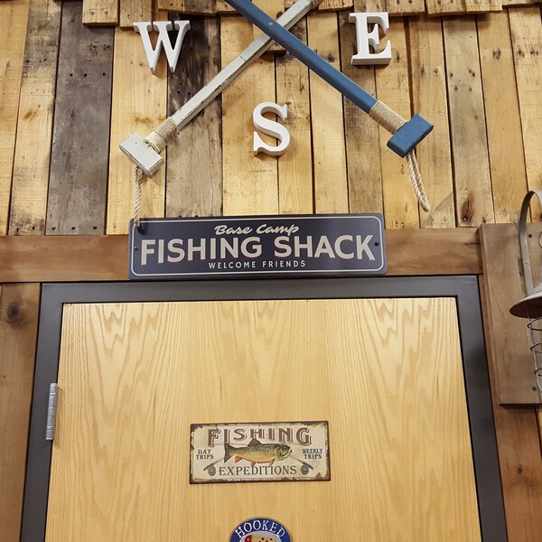 Fishing Shack Sign, Personalized Welcome Friends Fisherman Name Gift ...