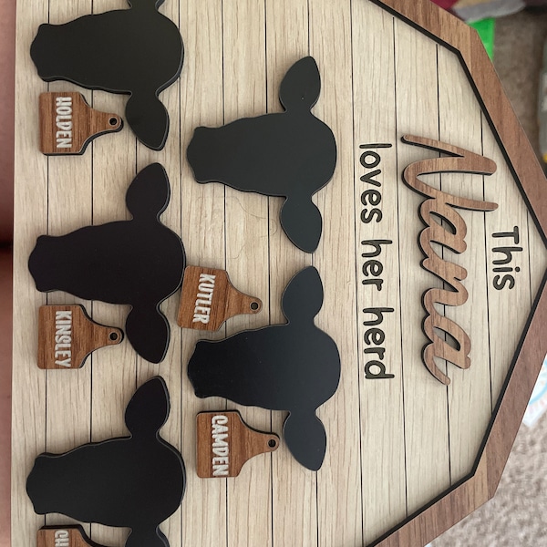 This Grandma Loves Her Herd Sign, Custom Grandma's Cows Wooded Plaque ...