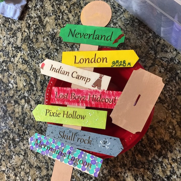 Gorgeous Peter Pan Neverland Freestanding Signpost Laser Cut Wood ...