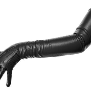 Long Black Opera Leather Gloves - Etsy