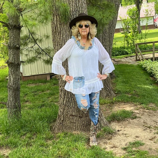 Upcycled Long Flowy Denim and Fabric Jacket- Small - Etsy