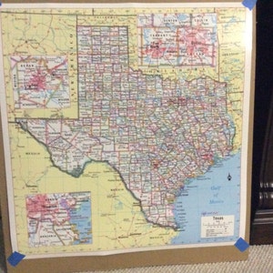 Texas State Wall Map Large Print Poster - Etsy