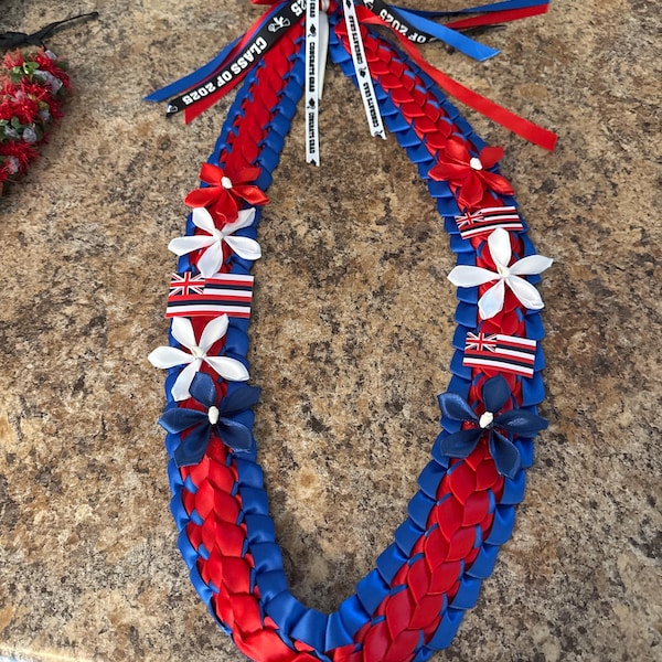 DOUBLE Strand Graduation Lei Any Colors Any Name Customize Grad Lei ...