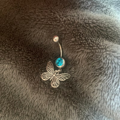 Purple Heart Silver Angel Wings Belly Bar Piercings - Etsy