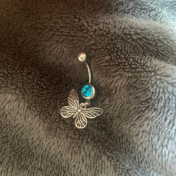 Purple Heart + Silver Angel Wings Belly Bar | Piercings, Handmade ...