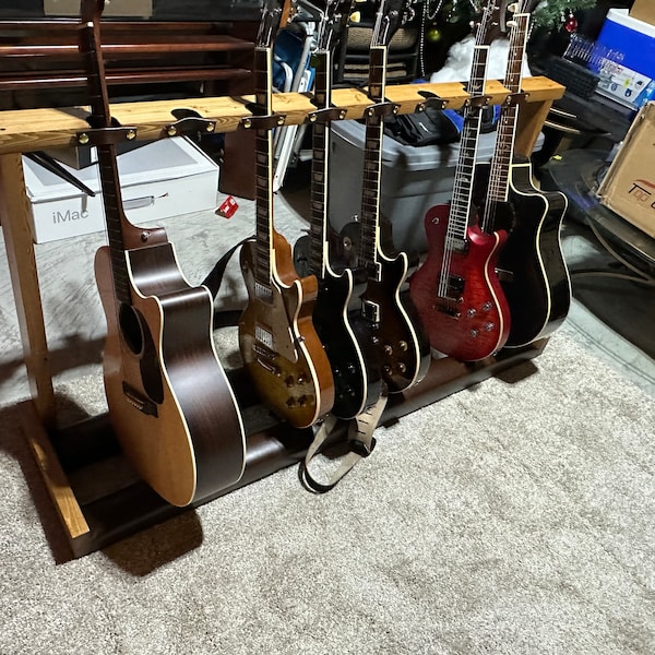 Leather & Wood Upright Custom Guitar Rack Guitar Stand - Etsy