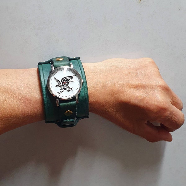 Wide Watch Strap Made to Order. Full Grain Veg Tan Leather, Rugged EDC ...