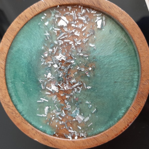 Sage Green and Silver Resin Wooden Coasters - Etsy