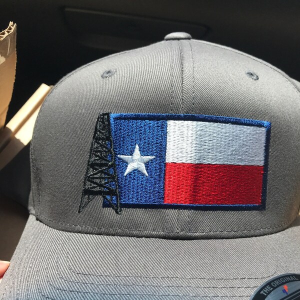 Texas Oilfield Flag Embroidered Hat, Oil Rig Baseball Cap, Roughneck ...