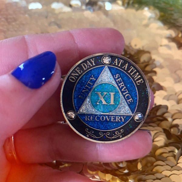 10 Year AA Coin Silver Color Plated Medallion, Recovery Chip, 12 Step ...