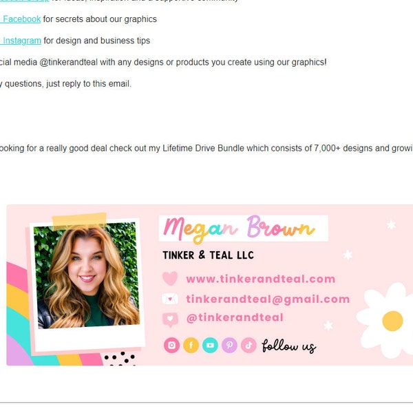 Rainbow Email Signature Template Canva - Small Business Email Design ...