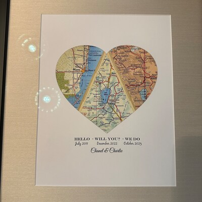 Unique Wedding Gift for Couple Engagement Personalized Map - Etsy