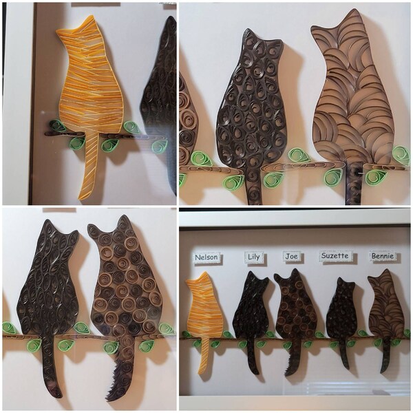 Personalised Cat Art Gift - Supplied Framed - 4 Cats - Fully ...