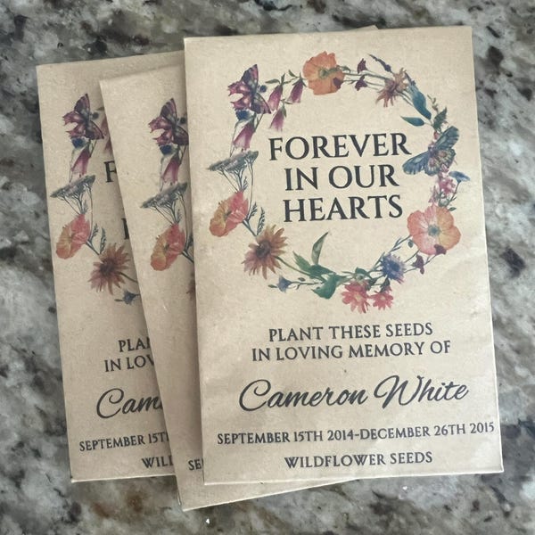 Memorial Seed Packets/celebration of Life Favors/butterfly Seed Packets ...