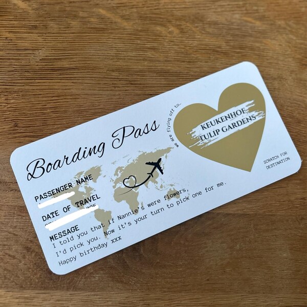Personalised Holiday Boarding Pass, Scratch to Reveal Surprise, Holiday ...