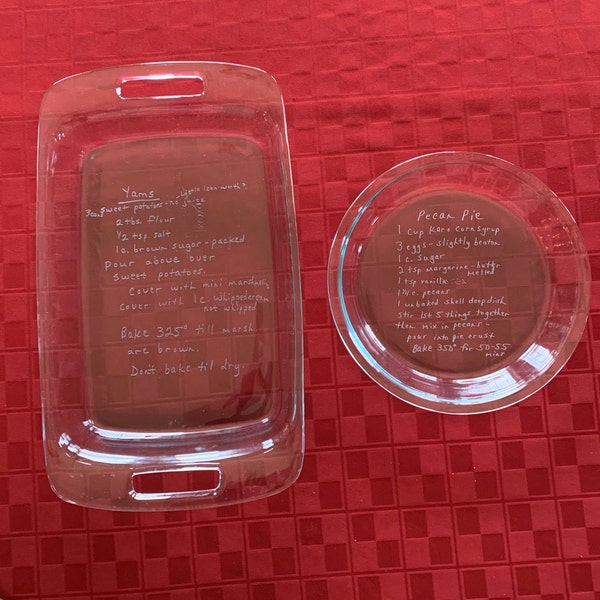 Transform HANDWRITTEN RECIPE Into an Engraved Pie Plate - Family ...