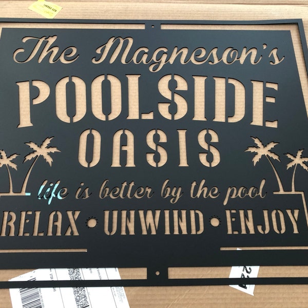 Personalized Family Pool Sign, Swimming Pool Metal Sign, Tiki Bar, Pool ...