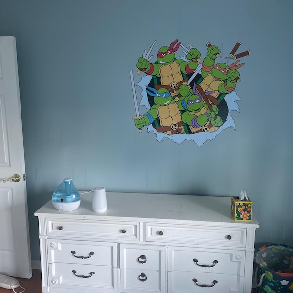 Teenage Mutant Ninja Turtles Wall Sticker - Group Ripping Through Wall ...