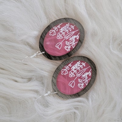 Flower Acrylic Earring SVG, Flower Inlay Earring Cut File, Earrings ...