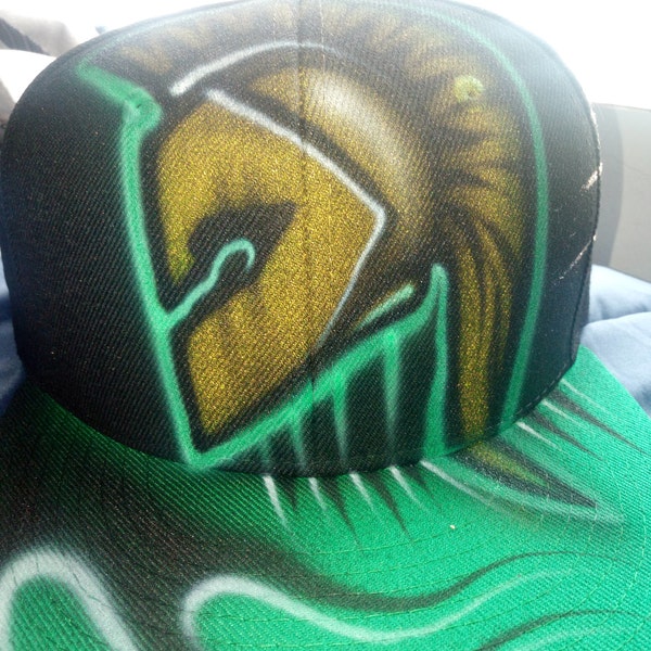 Airbrushed Neon Spartan Helmet Snapback Hat Hand Painted Airbrush - Etsy