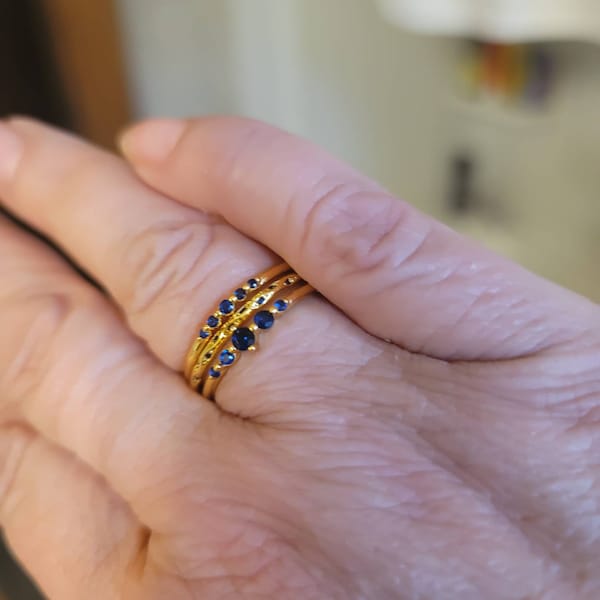 Sapphire Stacking Ring Set by Caitlyn Minimalist • Set of 3 Dainty Blue ...