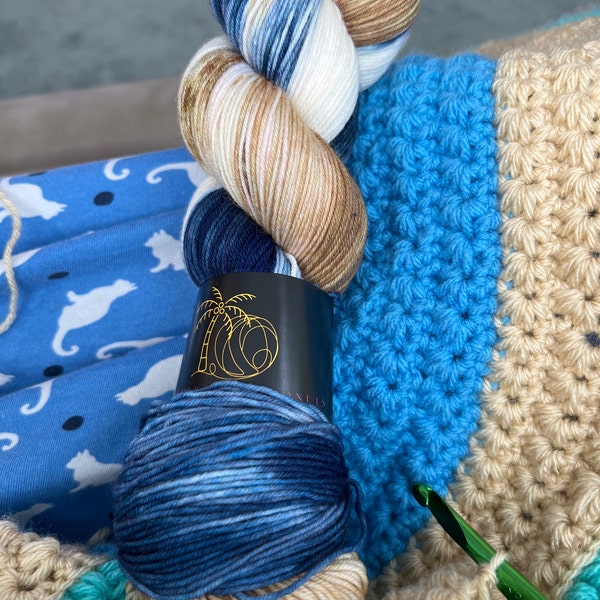 Dragonfly in Amber - Blue, Gold, Yellow, White Merino Nylon Yarn ...