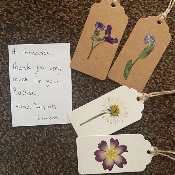 Real Pressed Flower Tags | Wedding Favour | Gift Tags | Botanical Decor ...